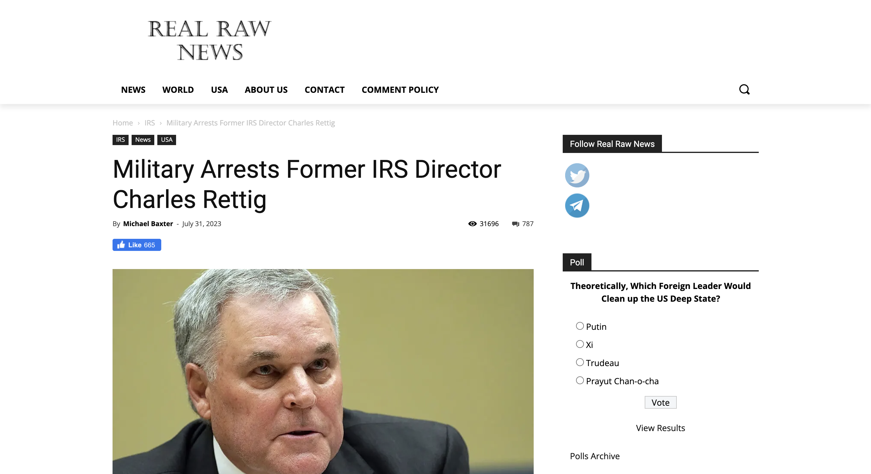 Fact Check: US Military Did NOT Arrest Former IRS Director Charles Rettig | Lead Stories